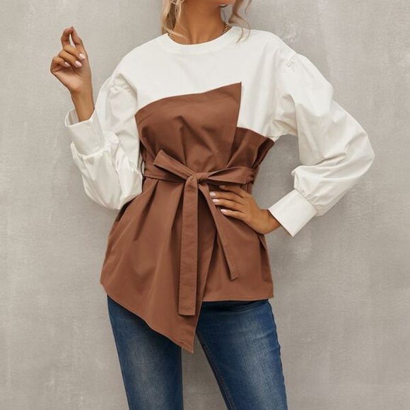 Tops | Chic And Timeless Colorblock 2 Toned Blouse Top | Poshmark